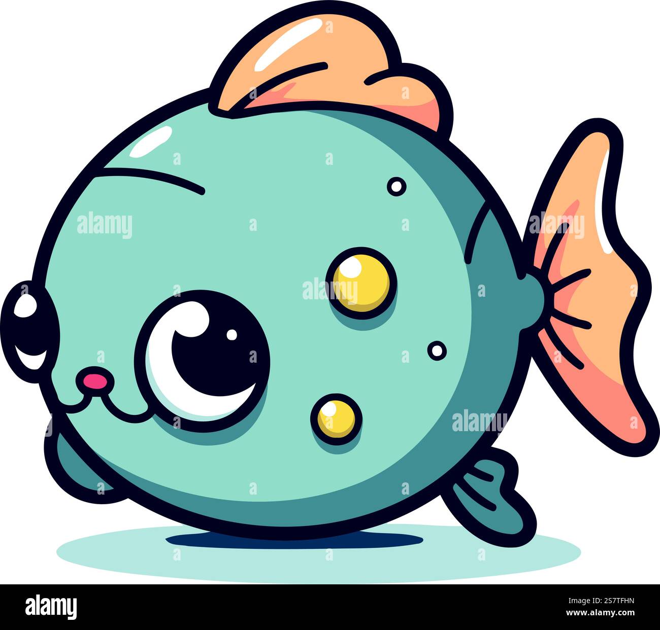 Cute cartoon fish character. Vector illustration isolated on white ...