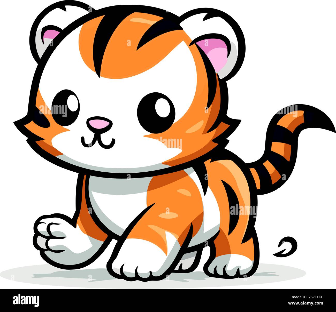 Cute little tiger. Vector illustration. Isolated on white background ...