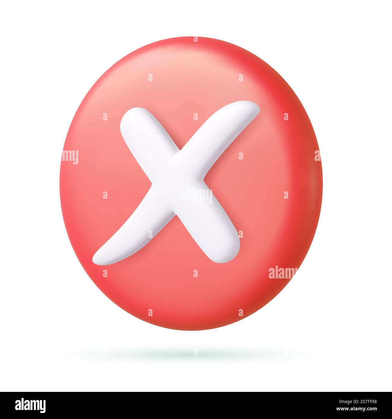 3d Cancel cross icon isolated over white background. 3D rendering. Red ...