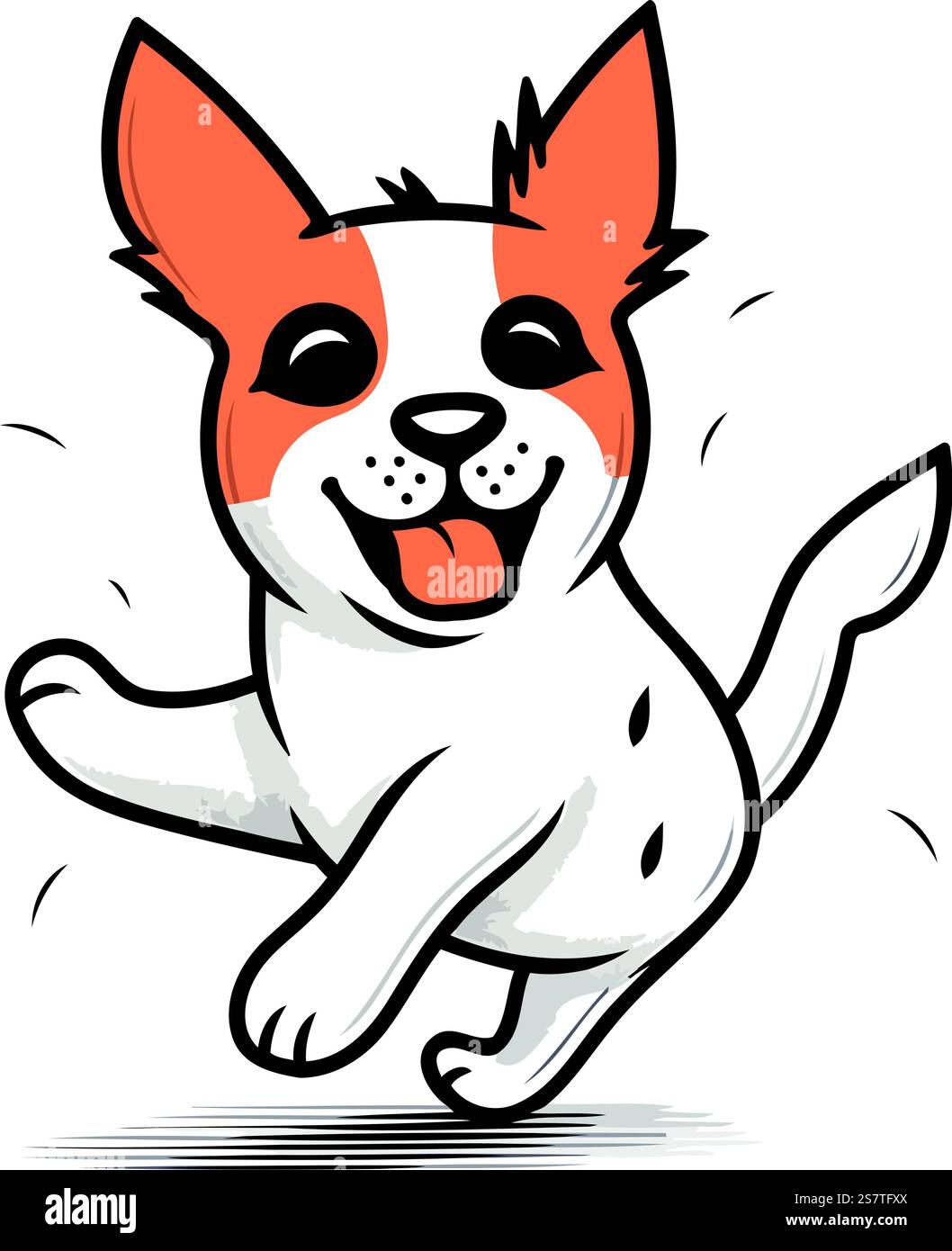 Cute dog jumping. Vector illustration. Isolated on white background ...