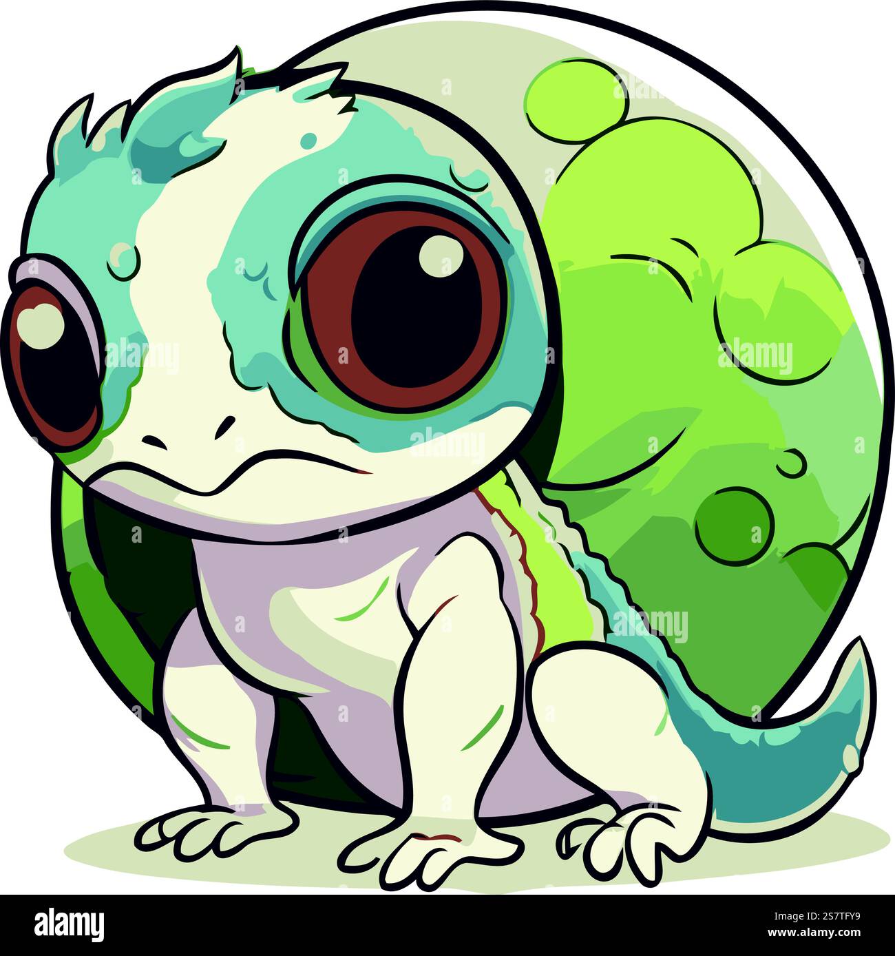 Cute cartoon frog on the moon. Vector illustration of a lizard Stock ...