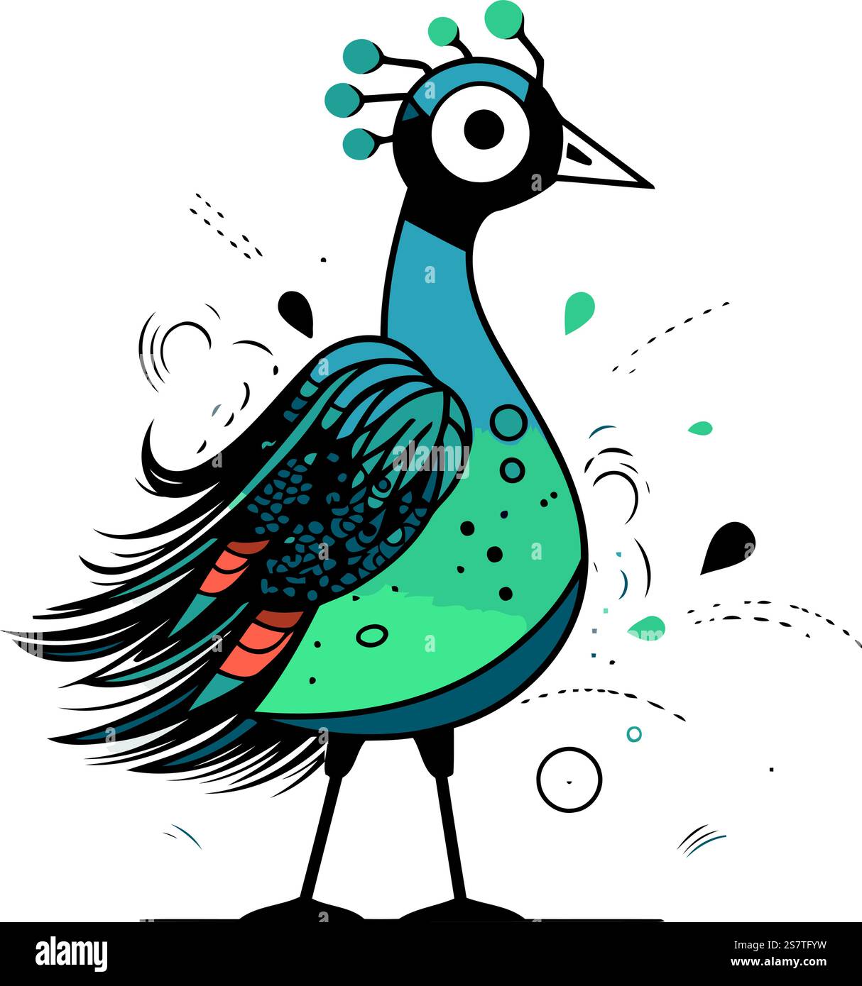 Peacock vector illustration. Cute cartoon peacock character Stock ...
