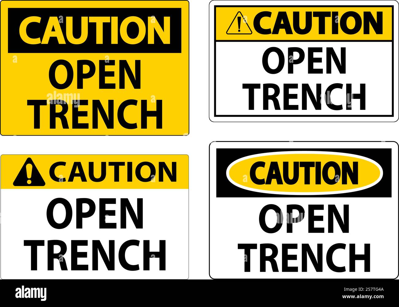 Caution Sign Open Trench Stock Vector Image & Art - Alamy