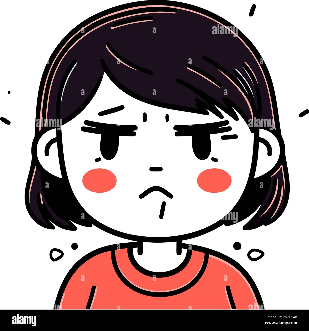 Illustration of a woman with an angry expression on her face Stock ...