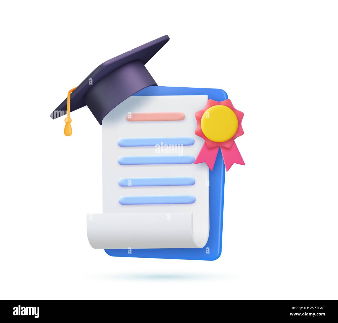 3d Achievement, award, grant, diploma concepts. graduation certificate ...