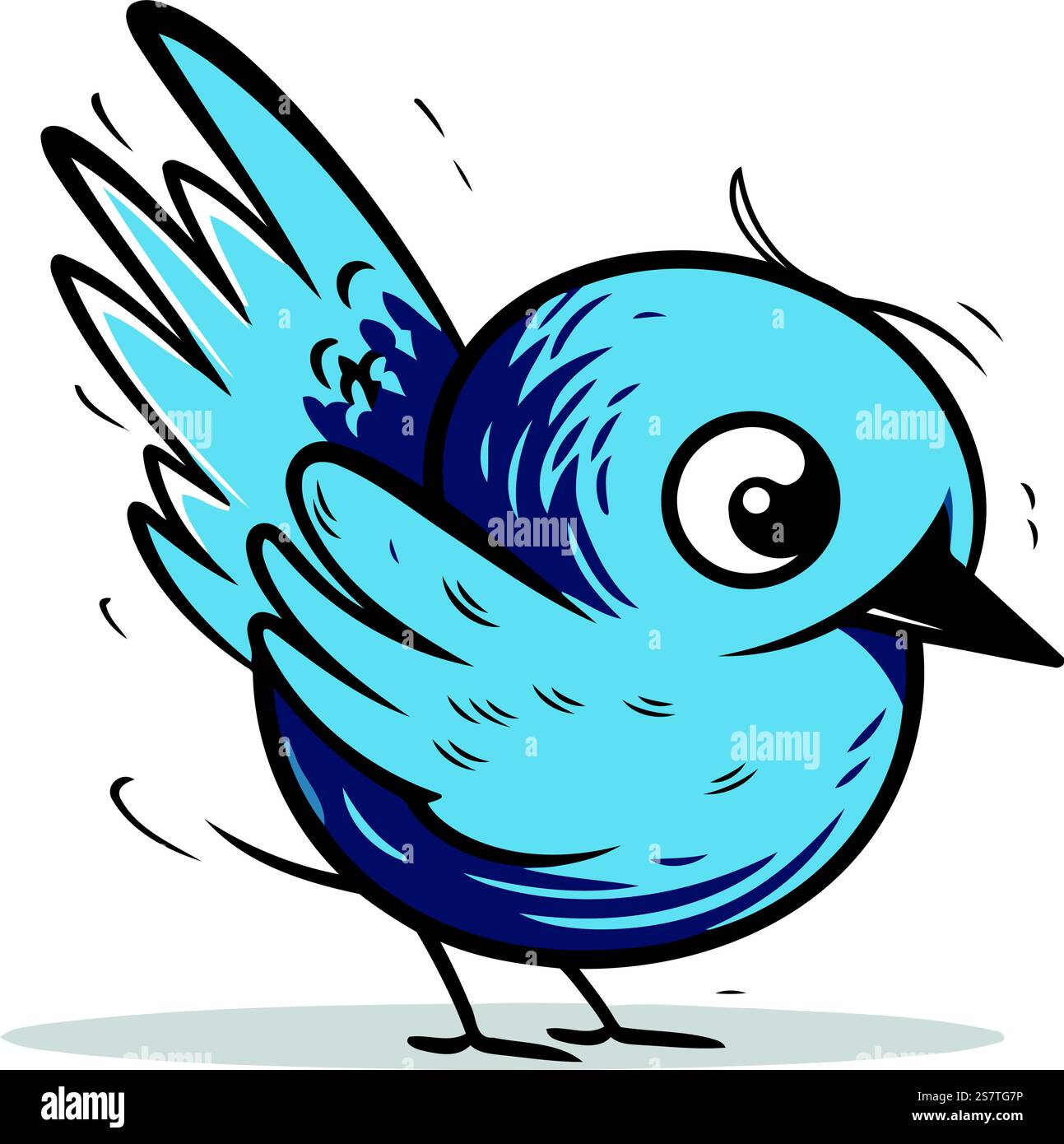 Blue Bird Cartoon Vector Illustration. Isolated on White Background ...