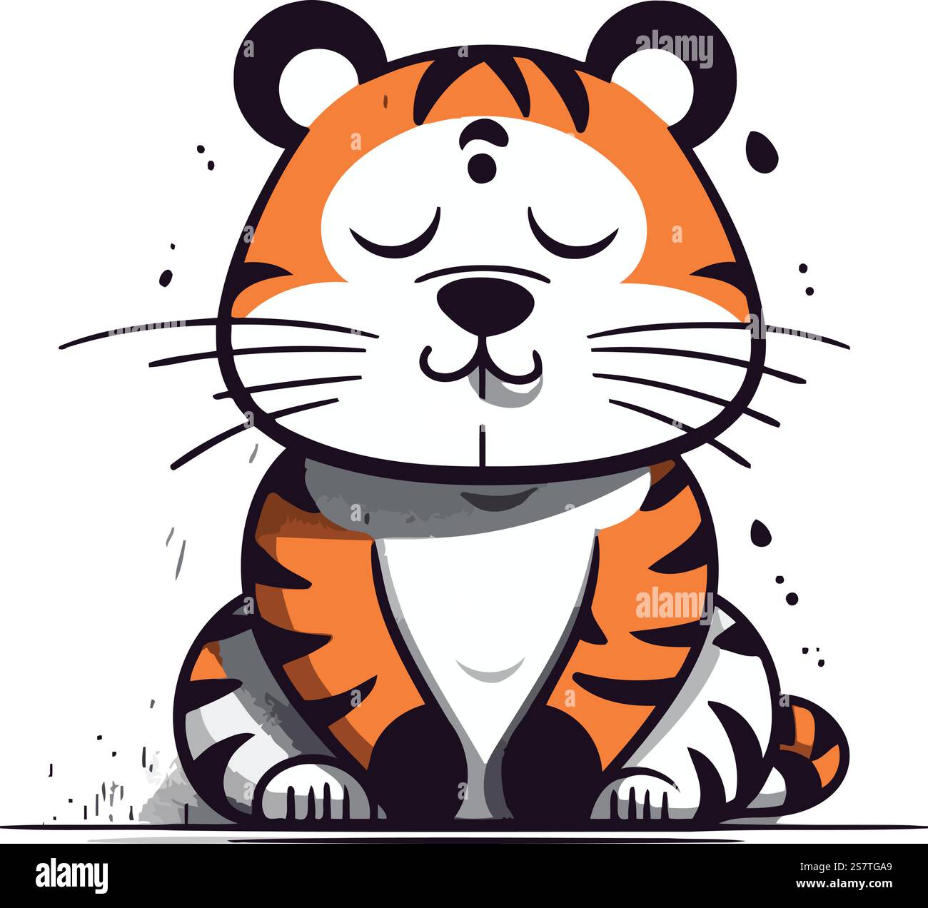 Cute cartoon tiger. Vector illustration. Isolated on white background ...