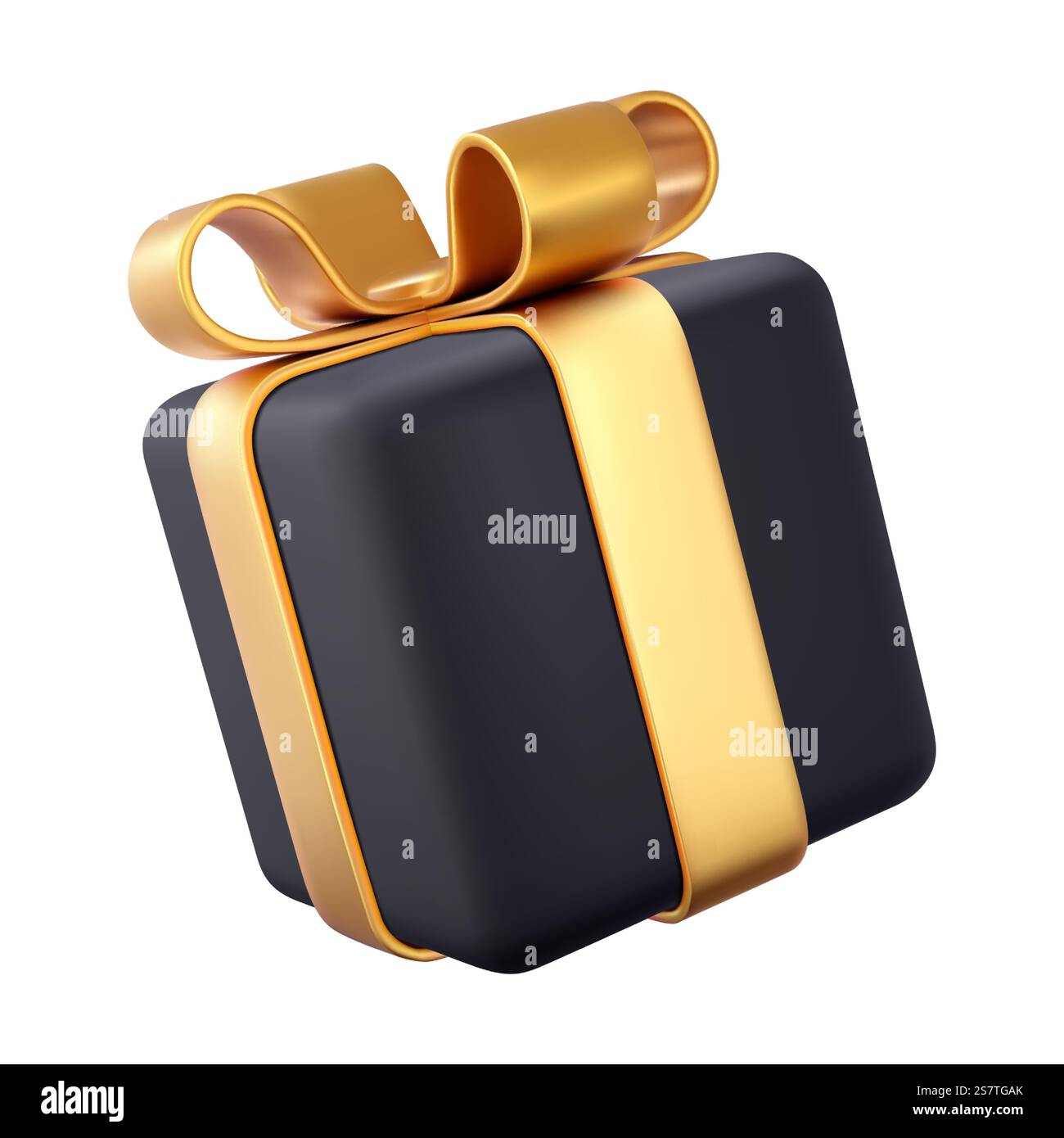 3d render gifts box with golden ribbons isolated on white background ...