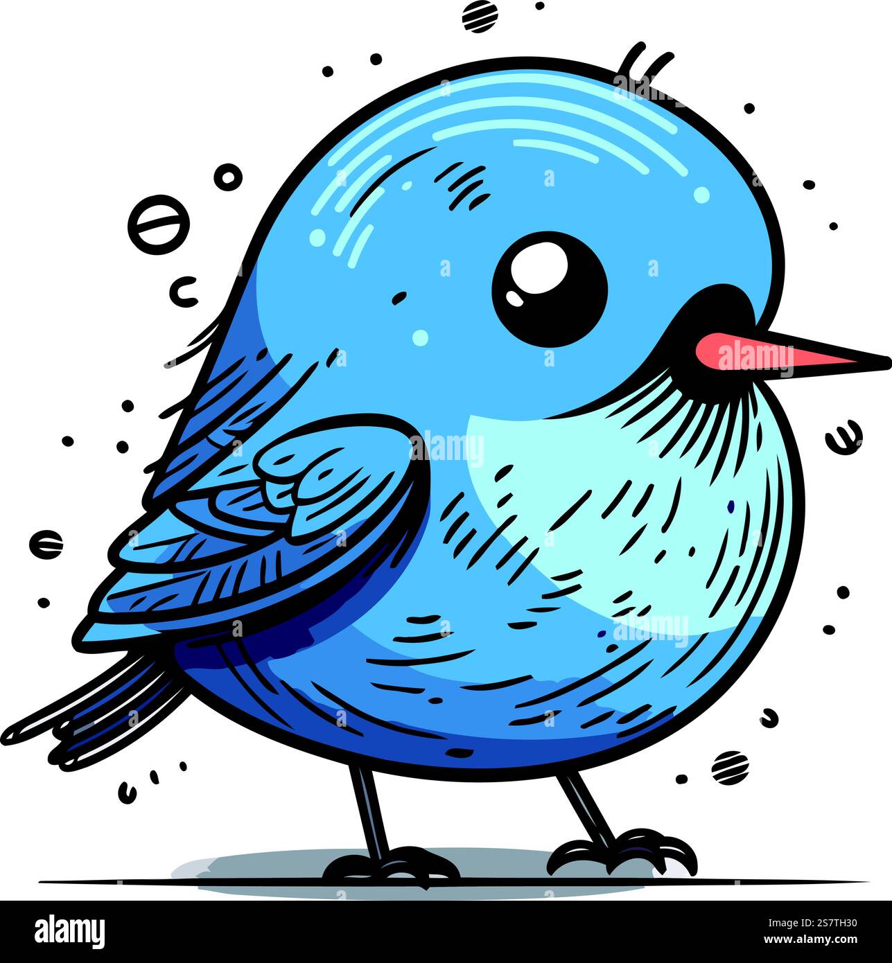 Blue bird. Vector illustration. Isolated on a white background Stock ...