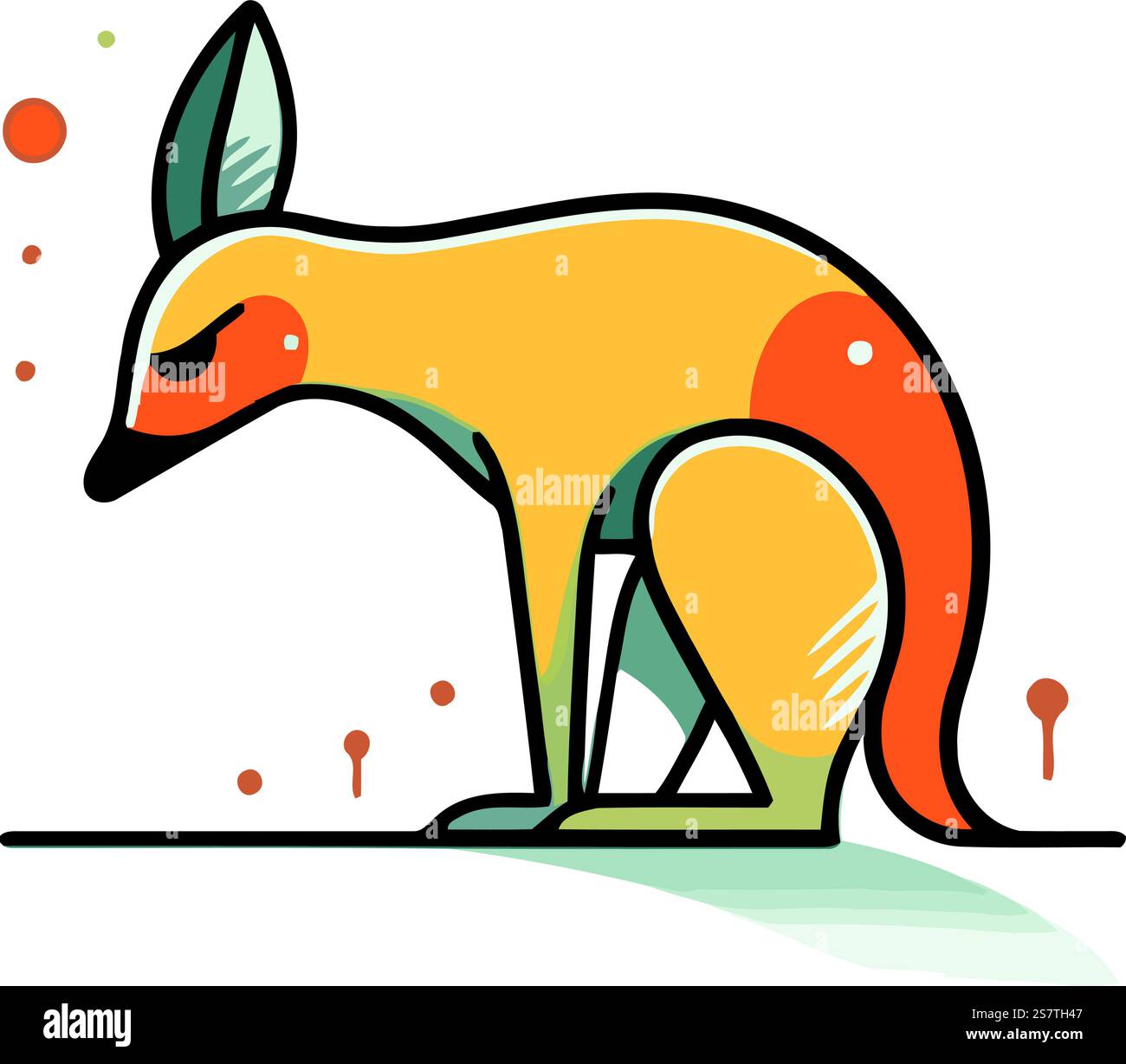 Funny cartoon fox. Vector illustration of cute kangaroo Stock Vector ...