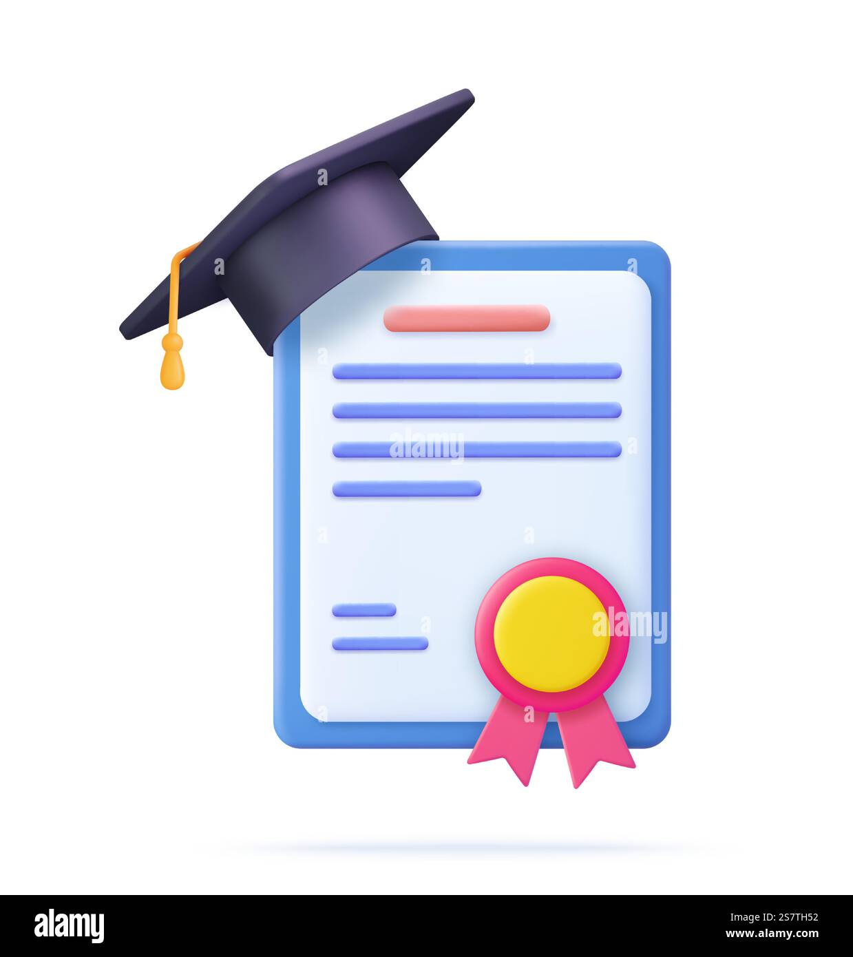 3d Achievement, award, grant, diploma concepts. graduation certificate ...