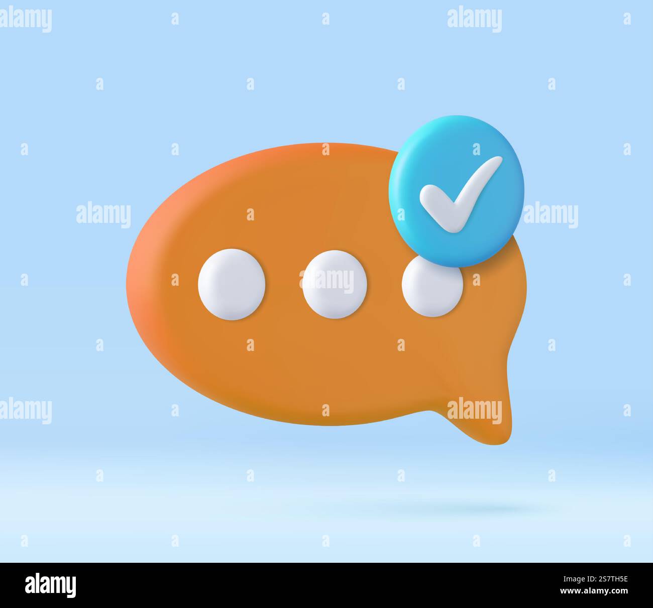 3d Approved Checkmark and Social media message. Chatting box, message ...