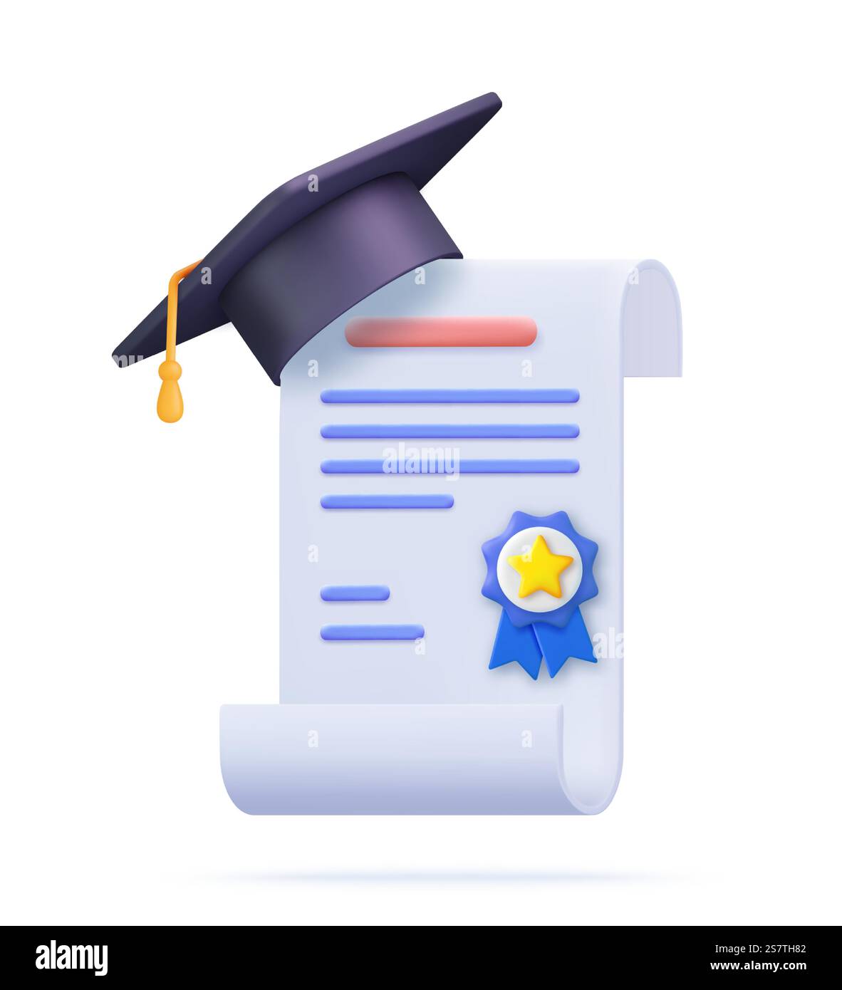 3d Achievement, award, grant, diploma concepts. graduation certificate ...