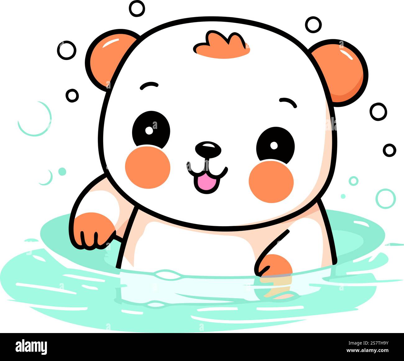 Cute cartoon panda swimming in the water. Vector illustration Stock ...