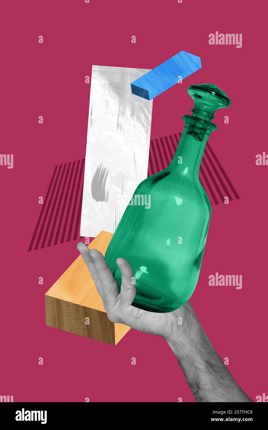 3D collage trend artwork composite sketch poster of anonymous hand hold ...