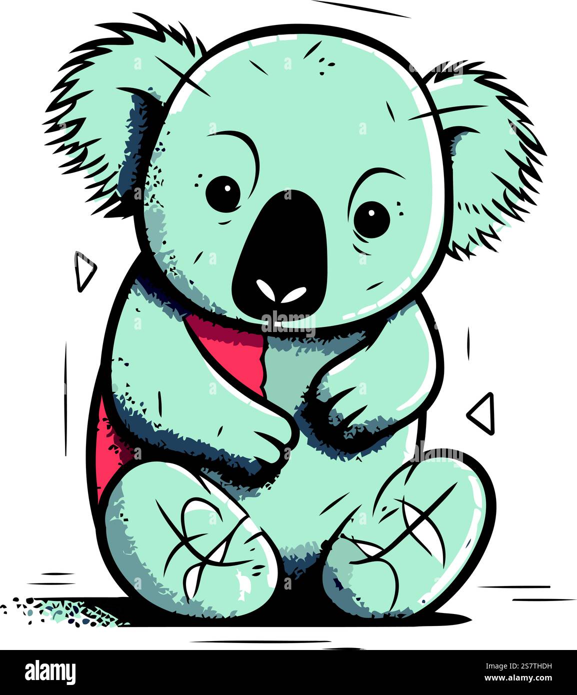 Cute cartoon koala sitting on the ground. Vector illustration Stock ...