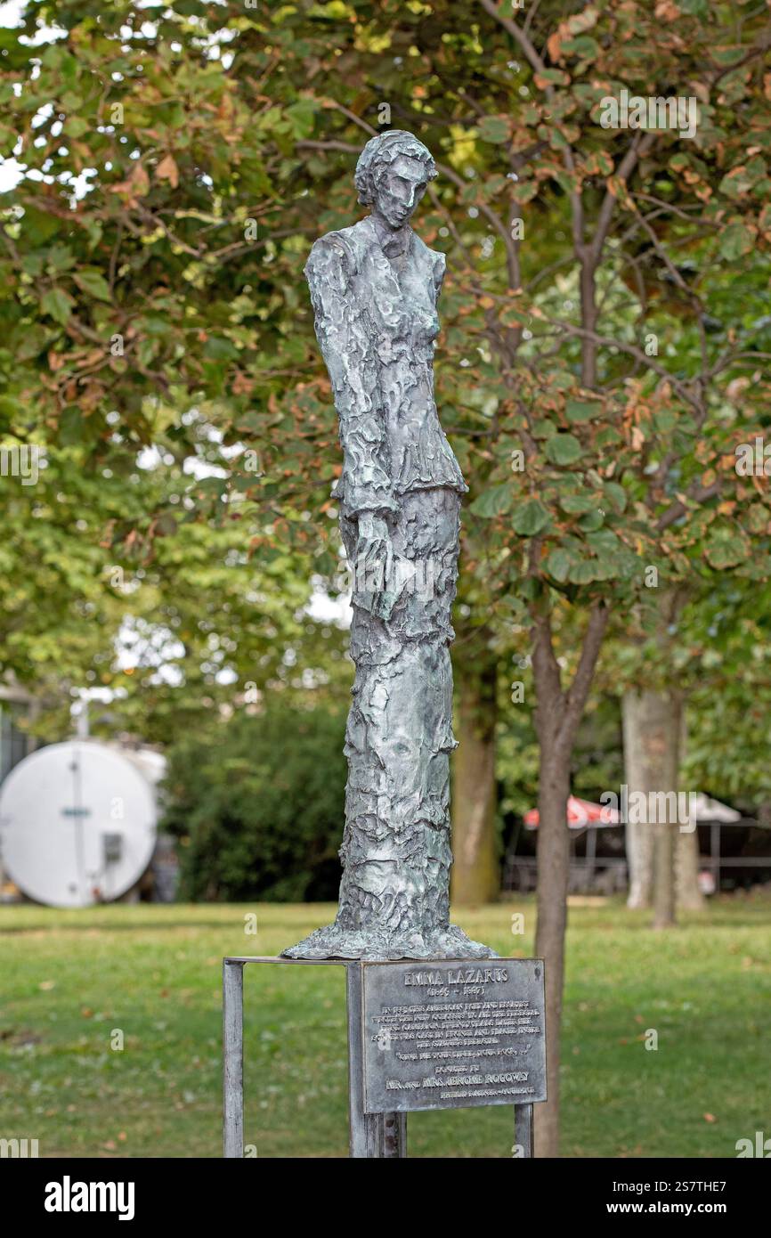 Bronze statue of the american poet and essayist Emma Lazarus (1849 ...