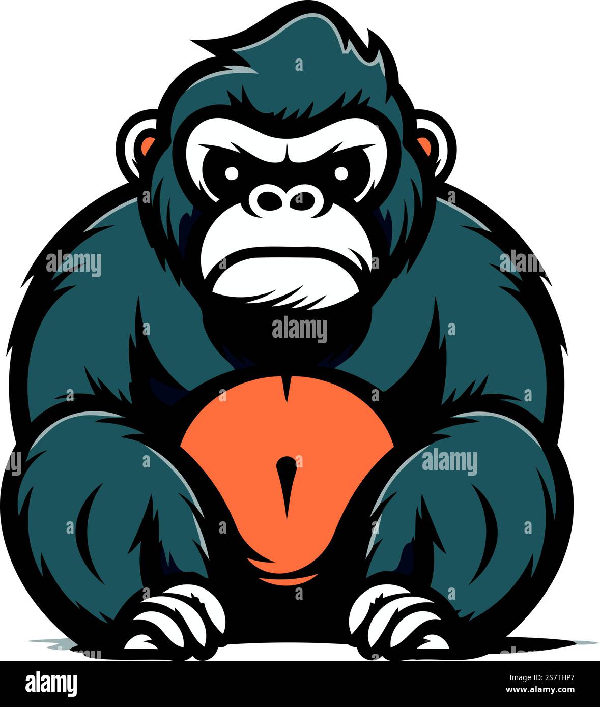 Gorilla with an orange in his hand. Vector illustration Stock Vector ...