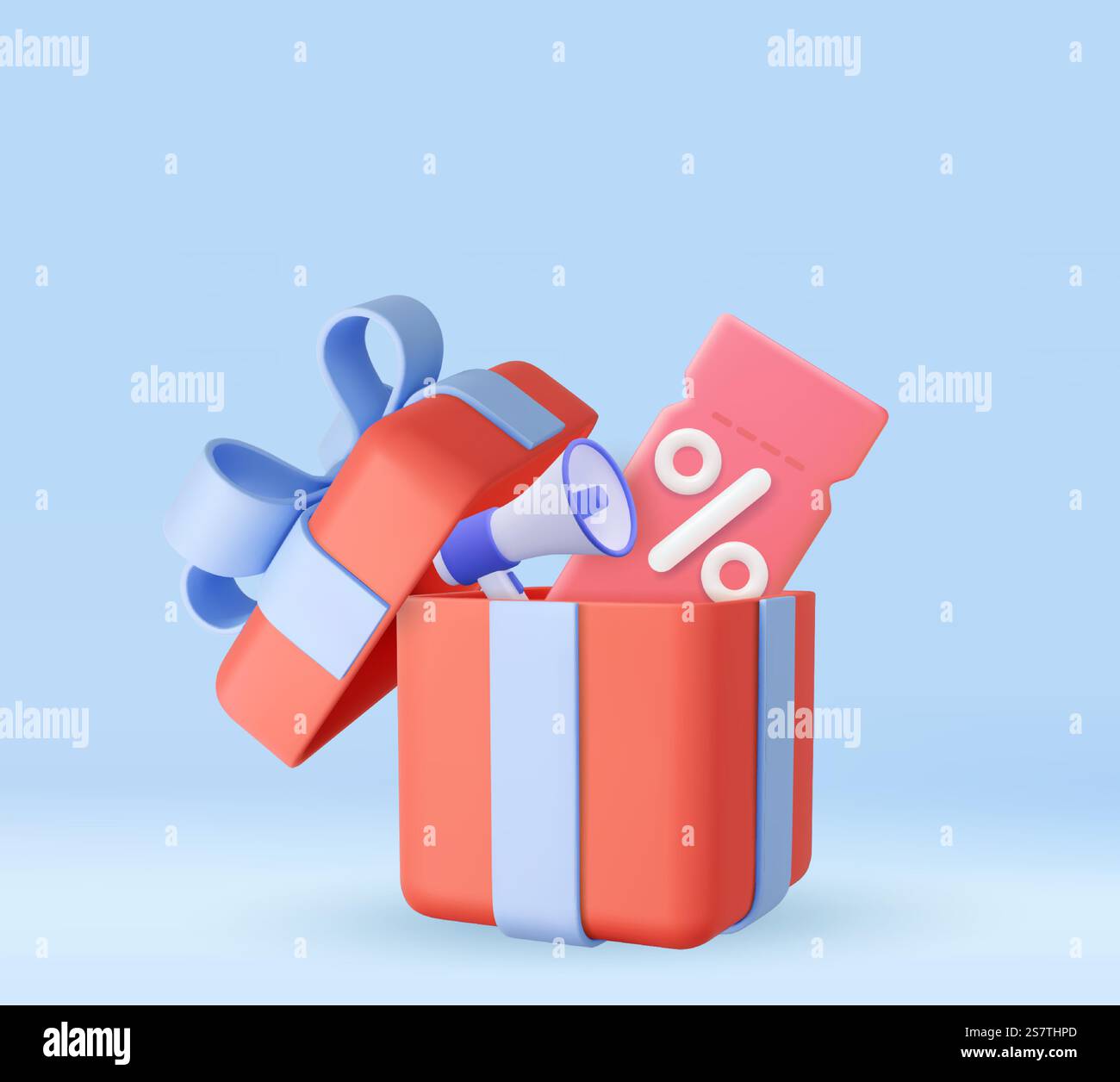 3d gift box with label with a percentage sign and megaphone . Creative ...