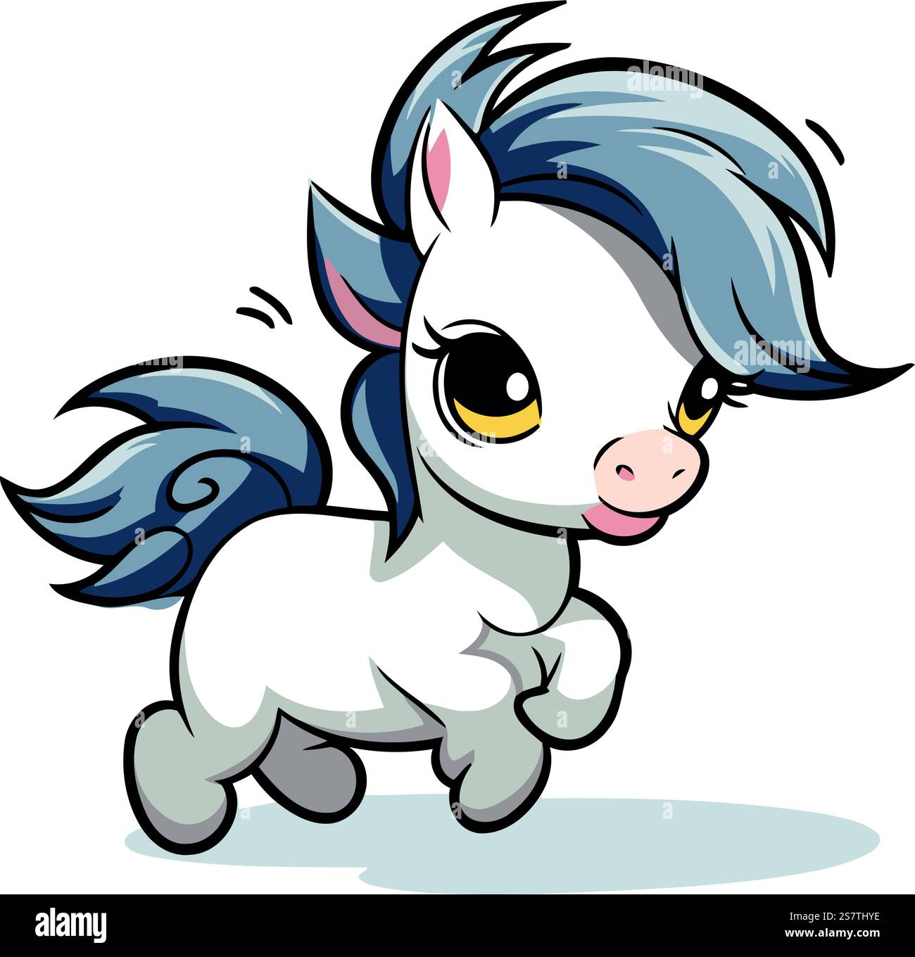 Cute little pony cartoon character. Vector illustration on white ...