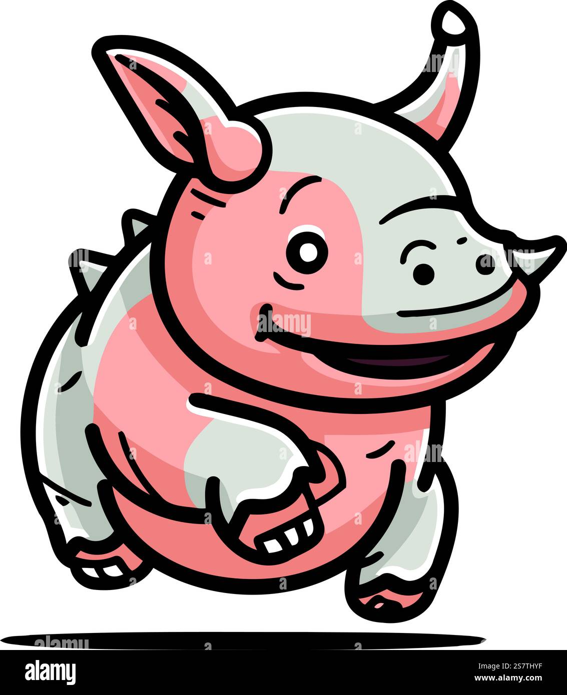 Vector illustration of a funny cartoon hippo running isolated on white ...