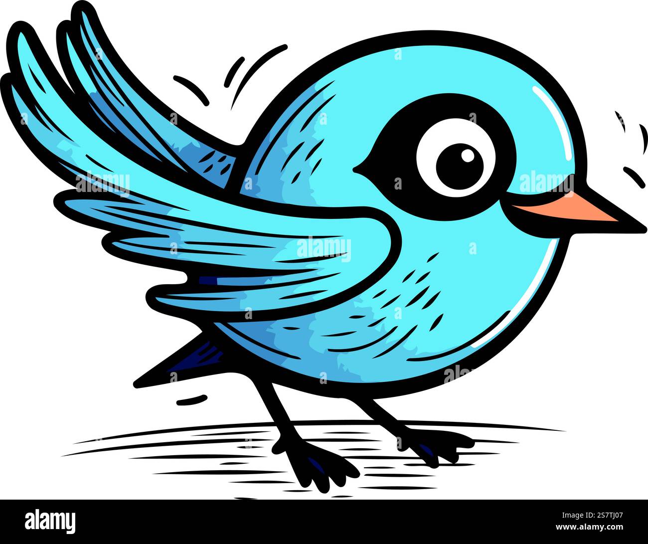 Cartoon blue bird. Vector illustration. Isolated on white background ...