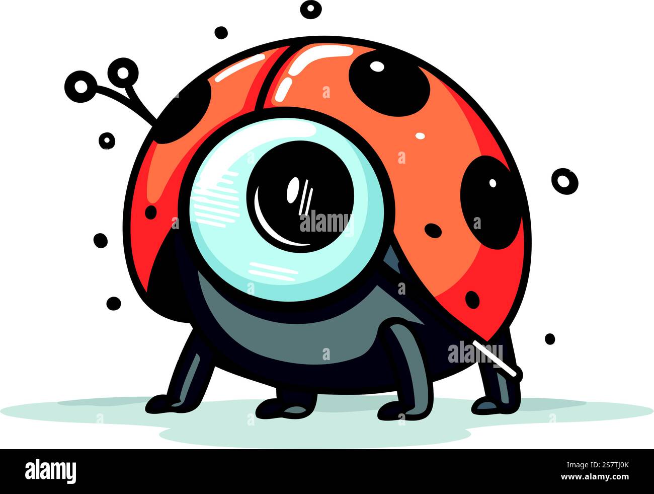 Cute cartoon ladybug with big eyes. Vector illustration isolated on ...