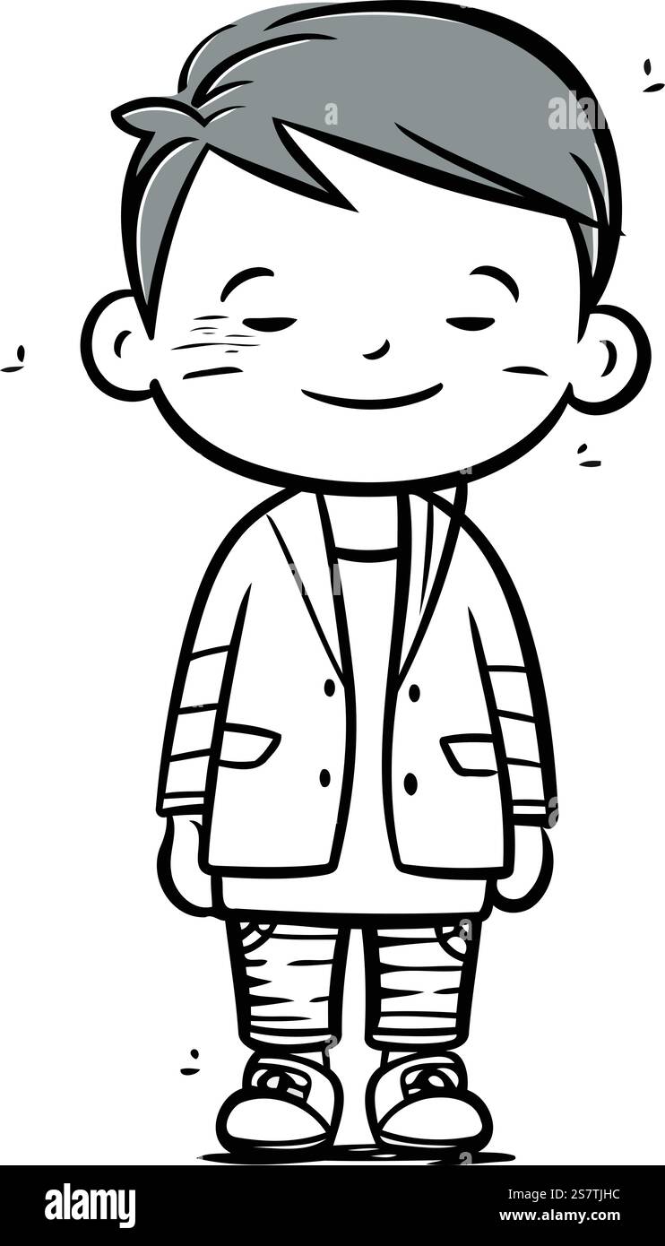 Cartoon friendly boy in coat. Vector clip art illustration for children ...