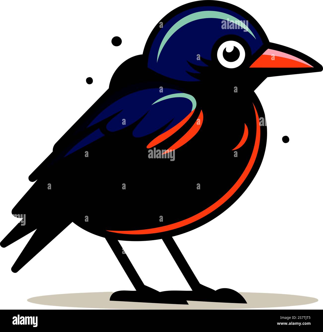 Cute cartoon blackbird. Vector illustration isolated on white ...