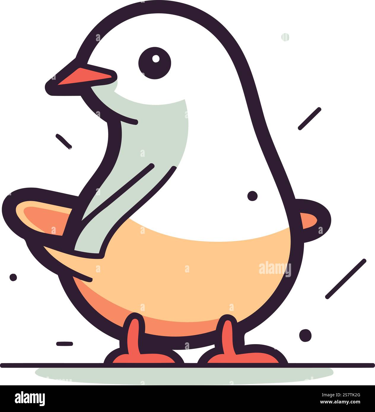 Vector illustration of a cute cartoon penguin. Flat style design Stock ...