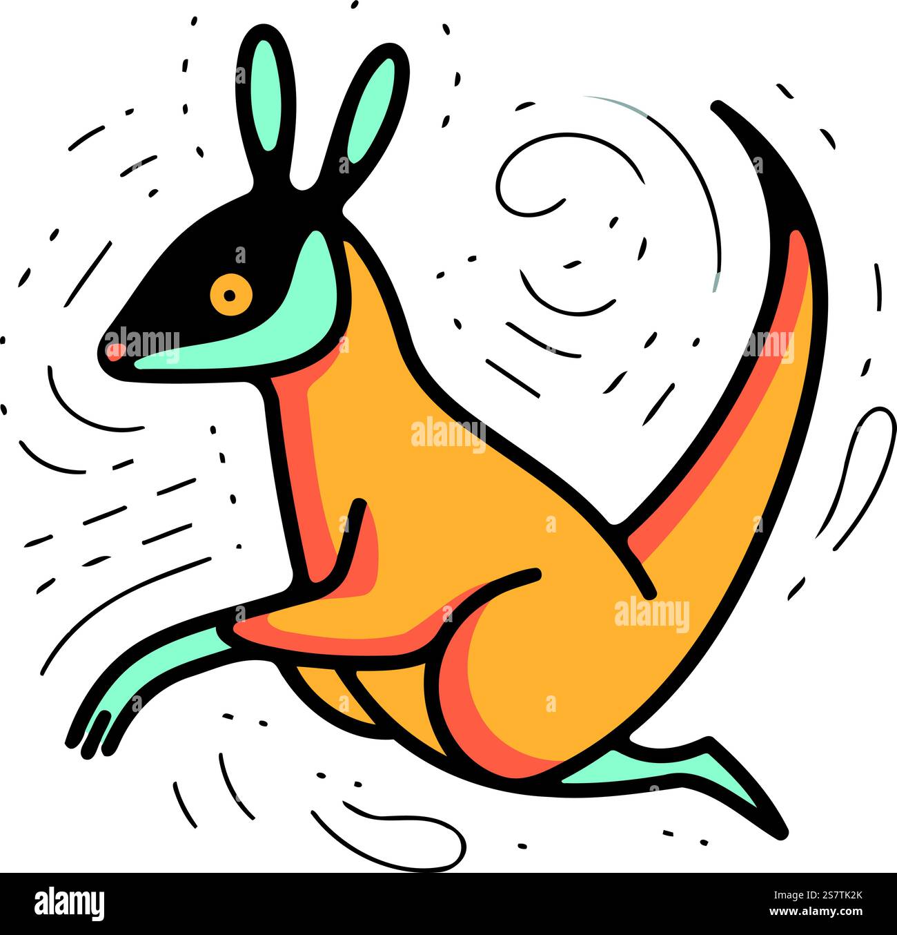 Kangaroo jumping. Cartoon kangaroo. Vector illustration Stock Vector ...