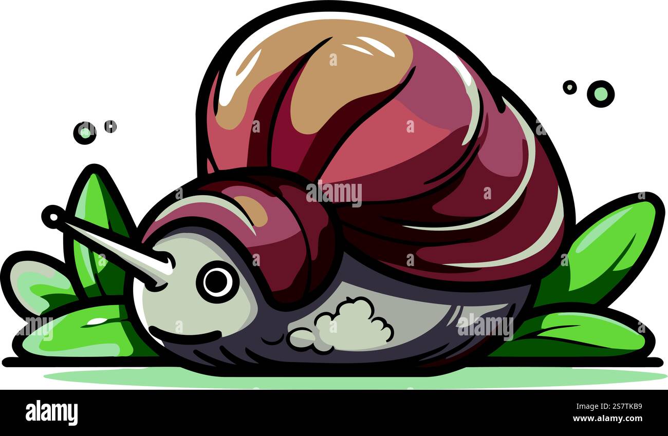 Cartoon snail on the green grass. Vector illustration of a cartoon snail Stock Vector Image ...