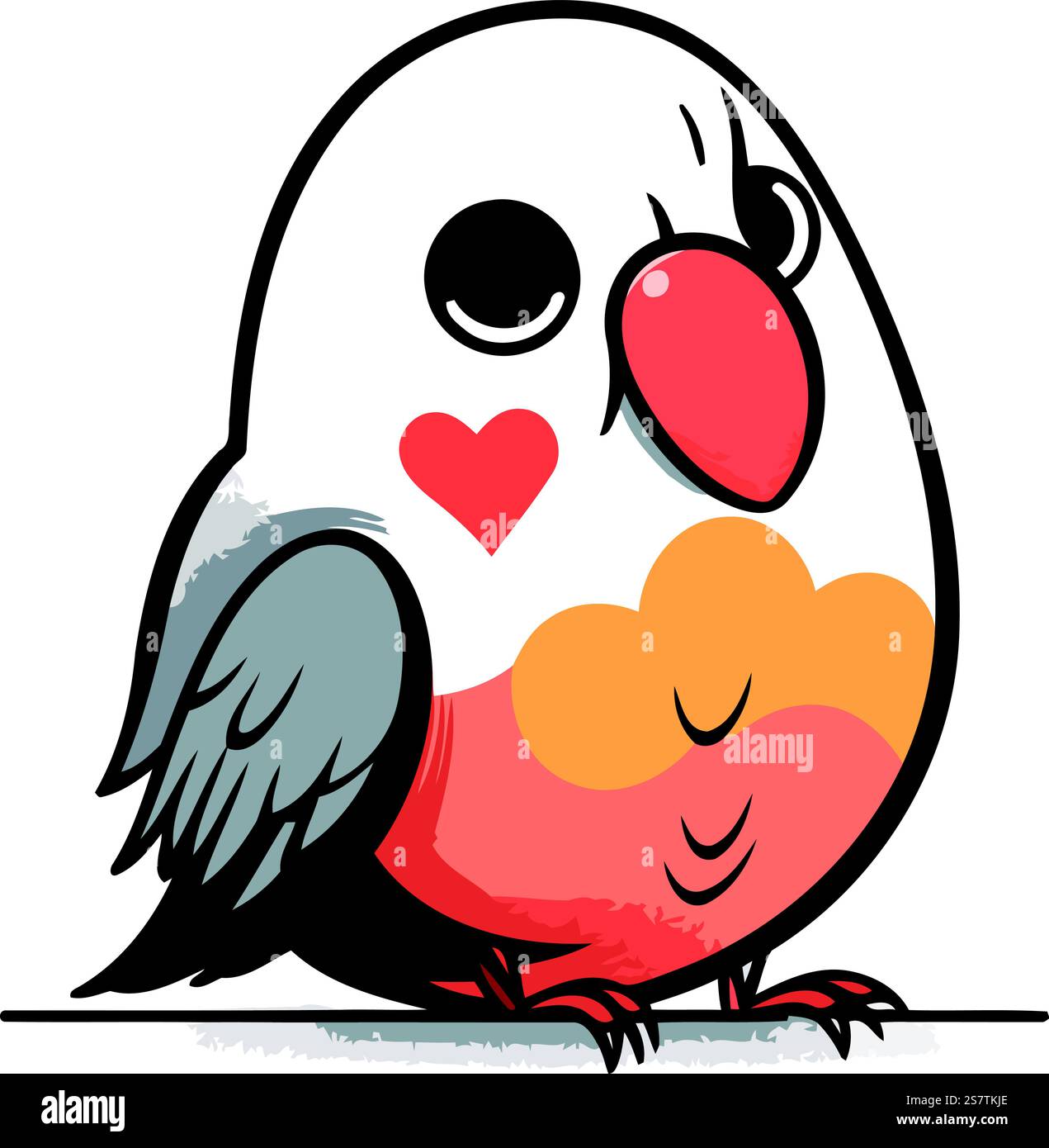 Cute cartoon parrot with heart on its head. Vector illustration Stock ...