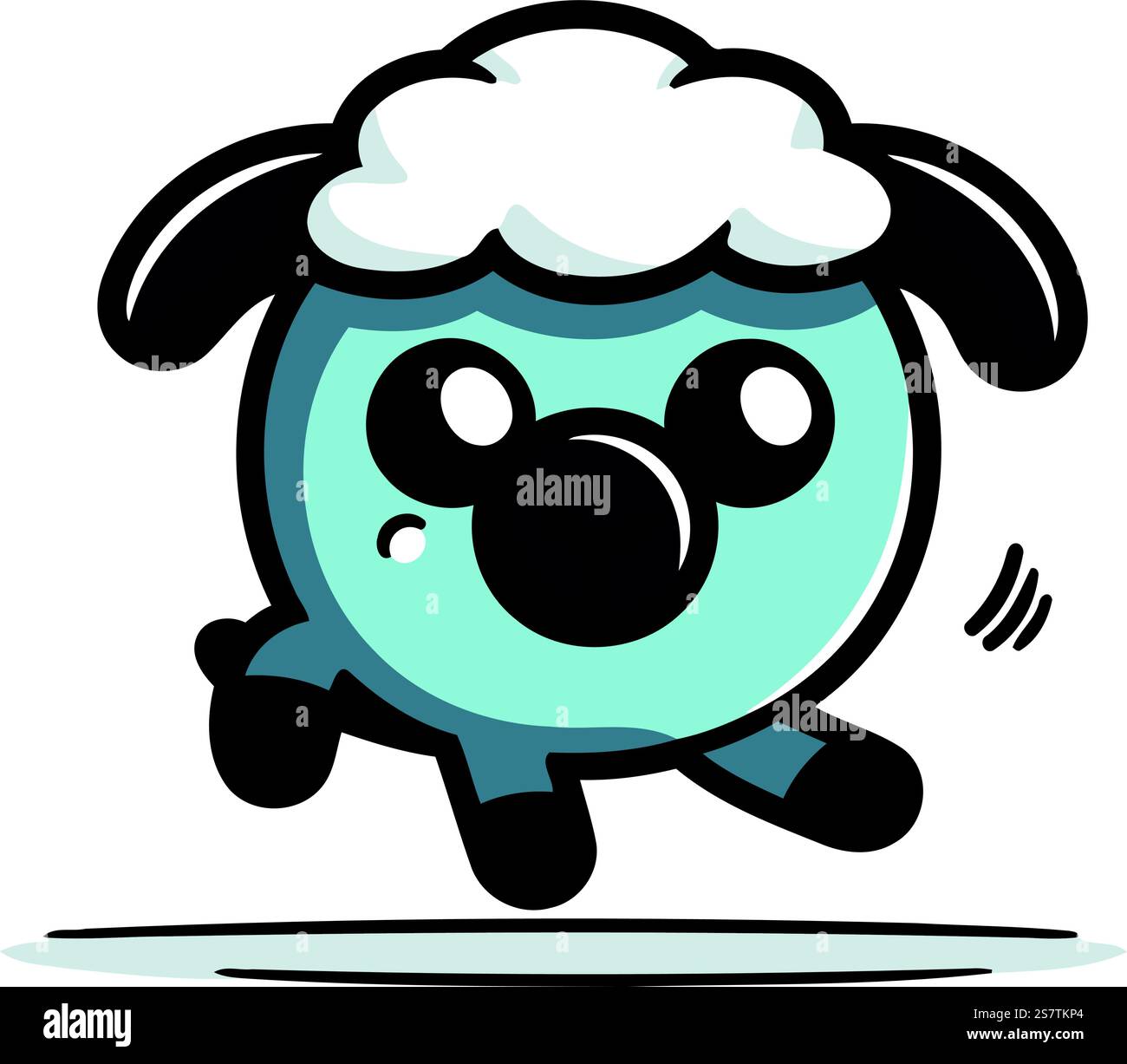 Cute Blue Sheep Running Cartoon Mascot Character Vector Illustration ...