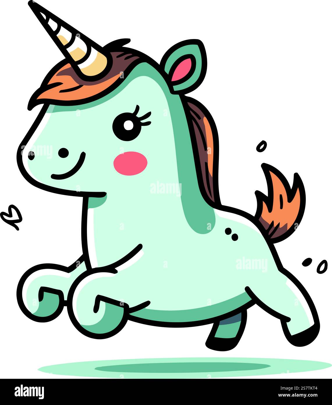 Unicorn running. Vector illustration. Cute cartoon character Stock ...