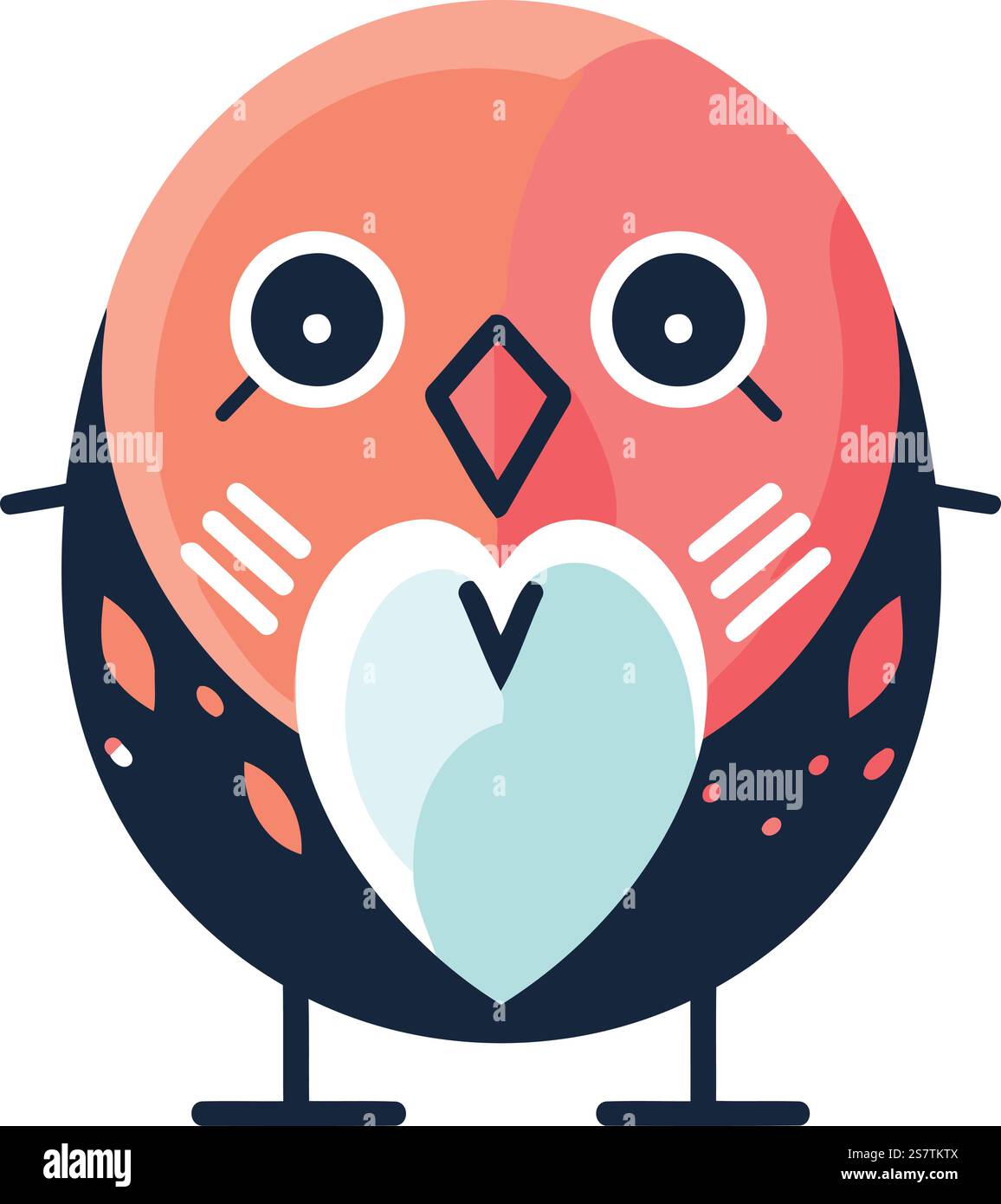 Cute bird with heart. Vector illustration in a flat style Stock Vector ...