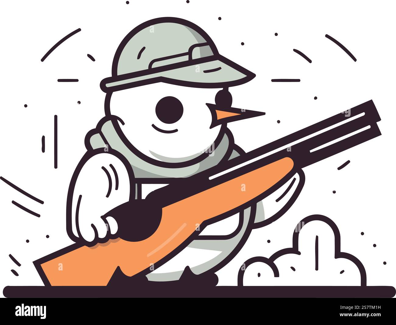 Cartoon hunter with a gun. Vector illustration on white background ...