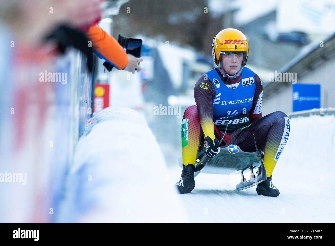 Winterberg, Deutschland. 18th Jan, 2025. Anna Berreiter (GER) bei der Zieleinfahrt. Ebersp?cher ...