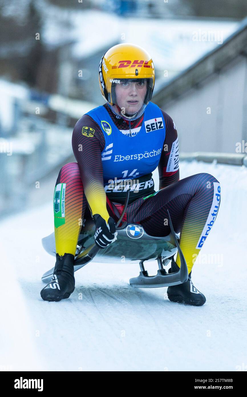 Winterberg, Deutschland. 18th Jan, 2025. Anna Berreiter (GER) bei der Zieleinfahrt. Ebersp?cher ...