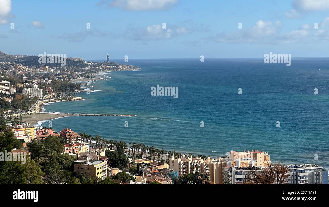 High angle view across the ocean at Malaga Stock Photo - Alamy