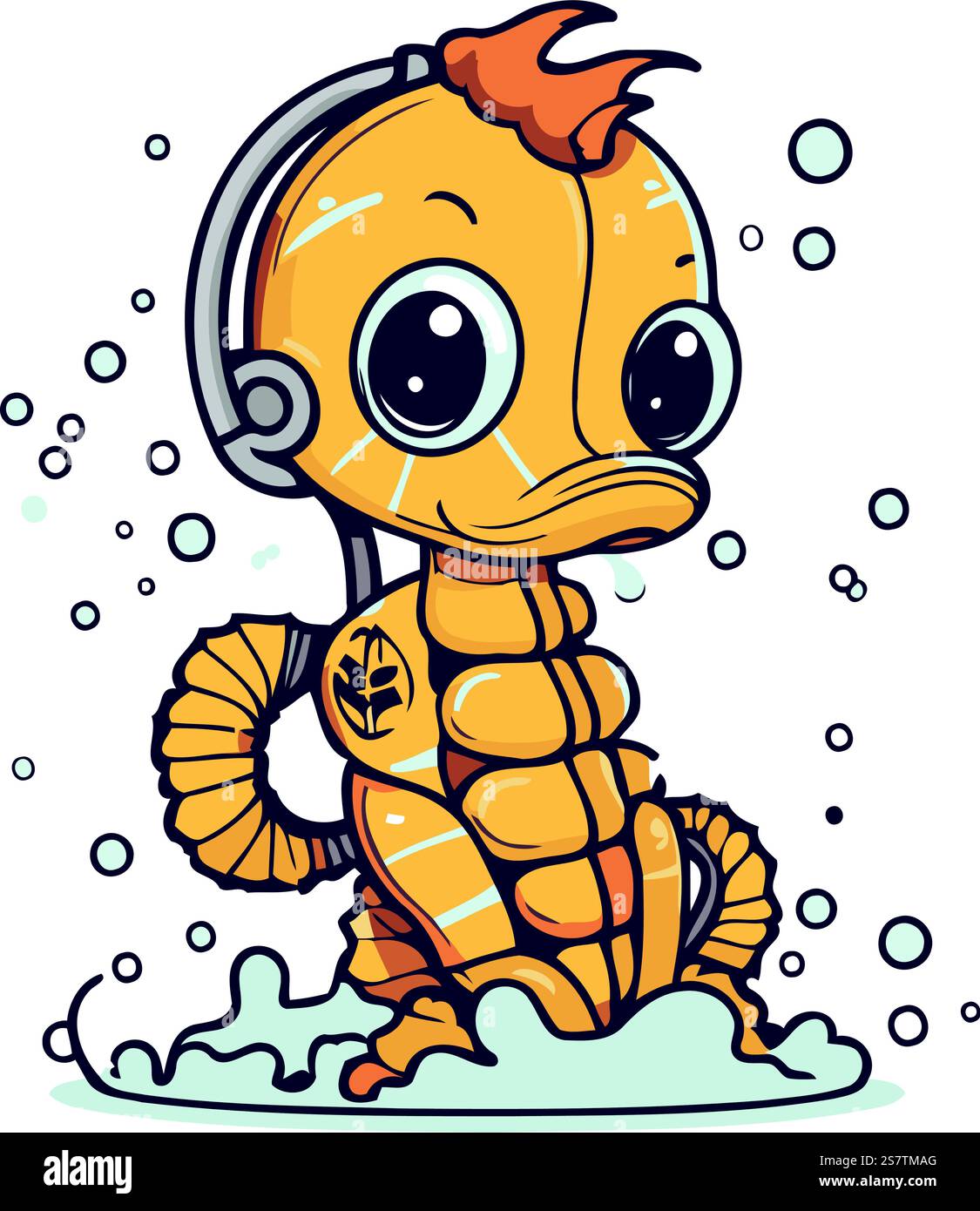 Cute cartoon seahorse in the sea. Vector illustration Stock Vector ...
