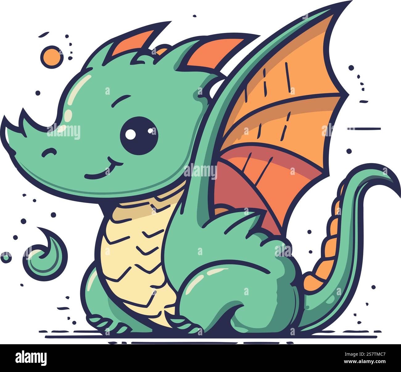 Cute cartoon dragon. Vector illustration. Isolated on white background ...