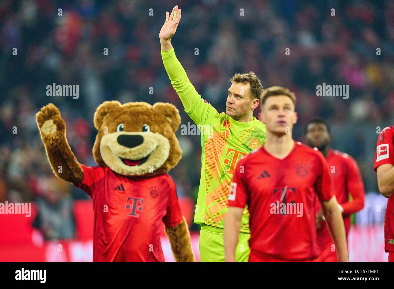 Manuel NEUER, goalkeeper FCB 1 celebrate with FCB mascot Bernie ...
