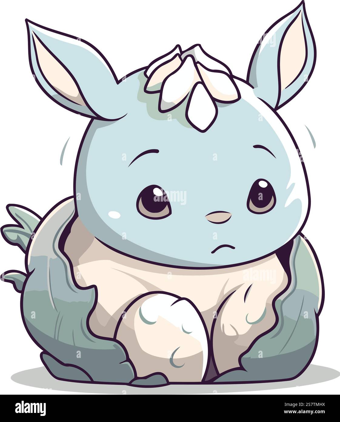 Cute cartoon baby rabbit sitting on a cabbage. Vector illustration ...