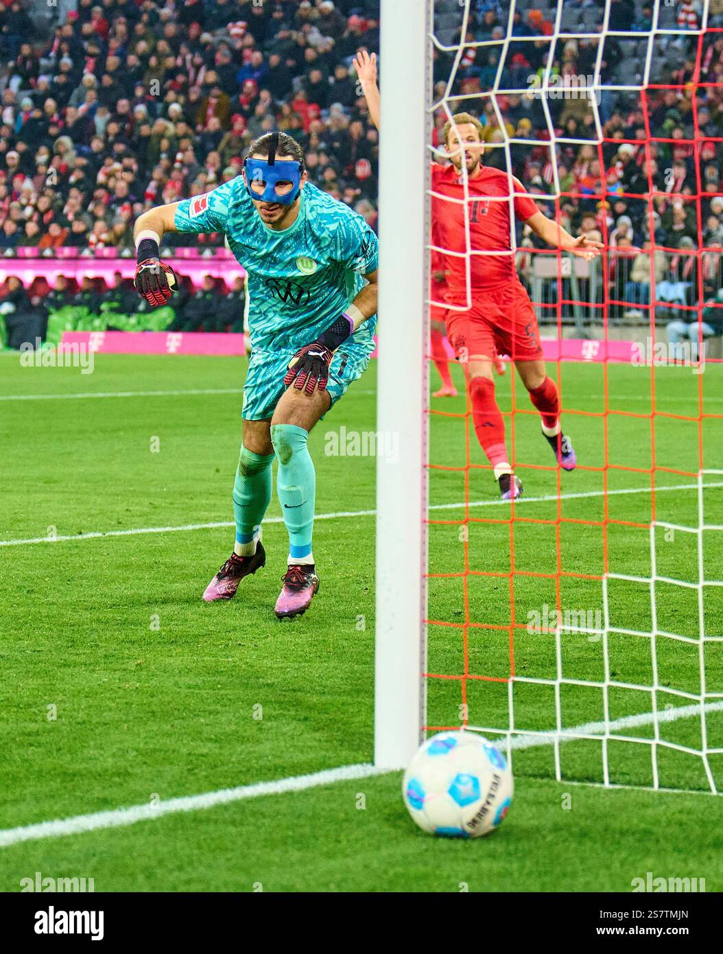 Kamil Grabara, goalkeeper WOB 1 looks at the ball in the match FC ...