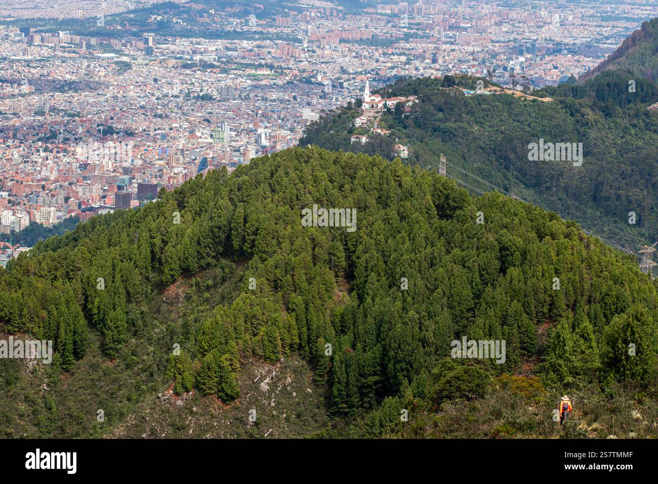 Famous Bogota church on mountain peack in a vibrant city skyline Stock ...