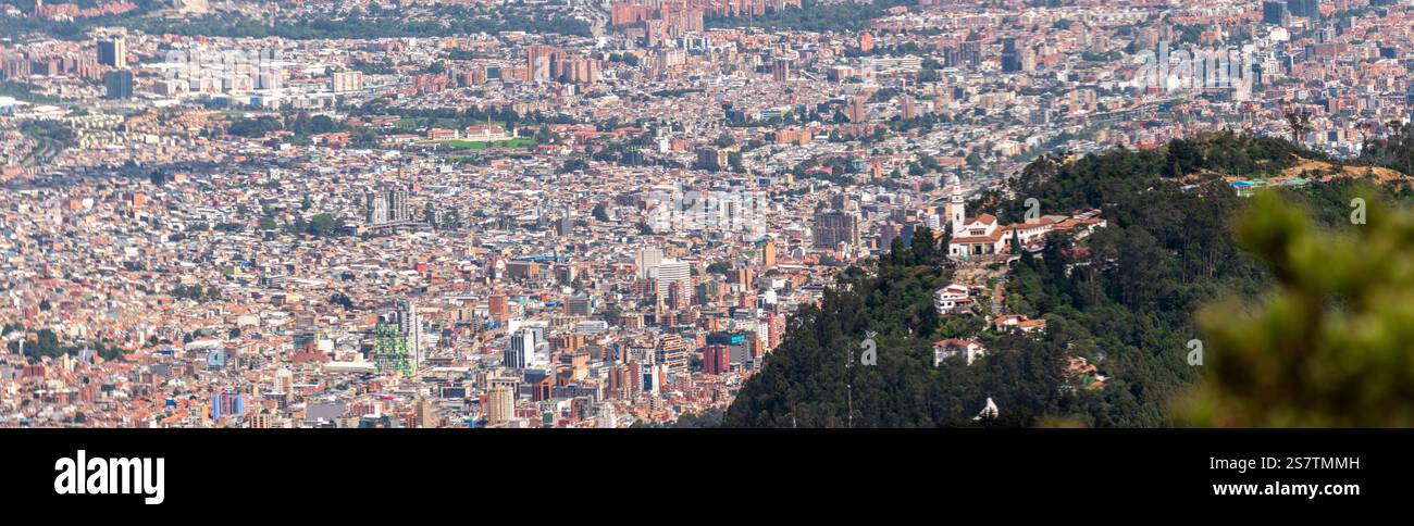 Famous Bogota church on mountain peack in a vibrant city skyline Stock ...