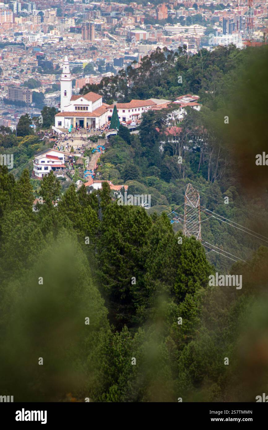 Famous Bogota church on mountain peack with city at background Stock ...