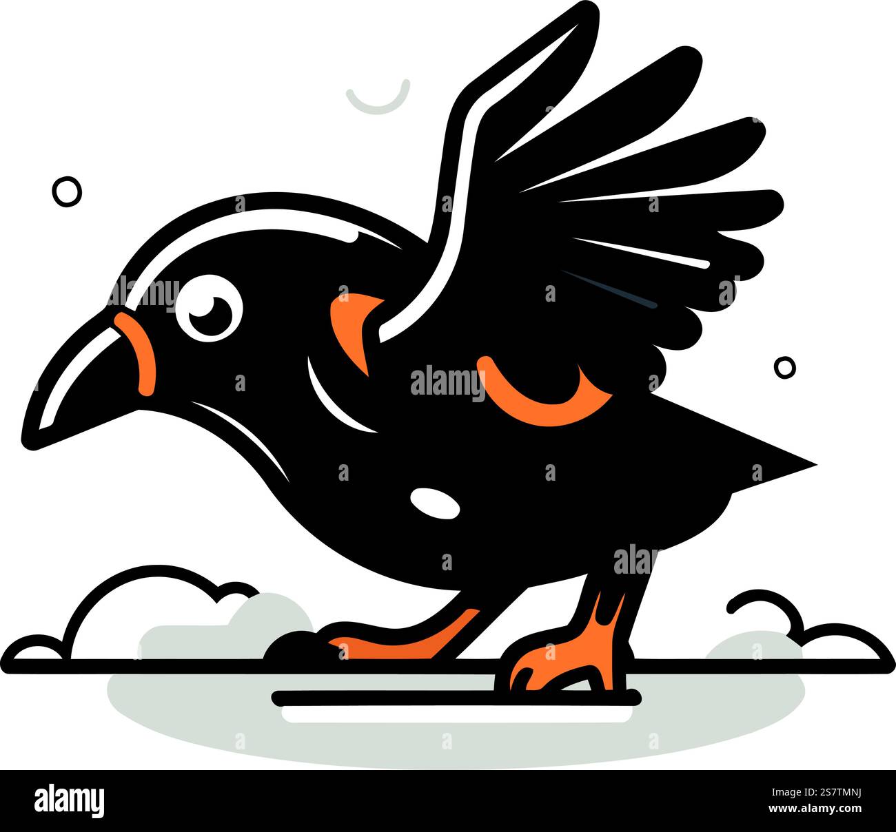 Crow Vector Illustration. Cute cartoon crow. Bird icon Stock Vector ...