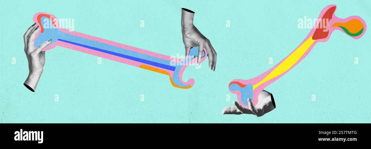 Creative depiction of human bone structure and human hands on min ...